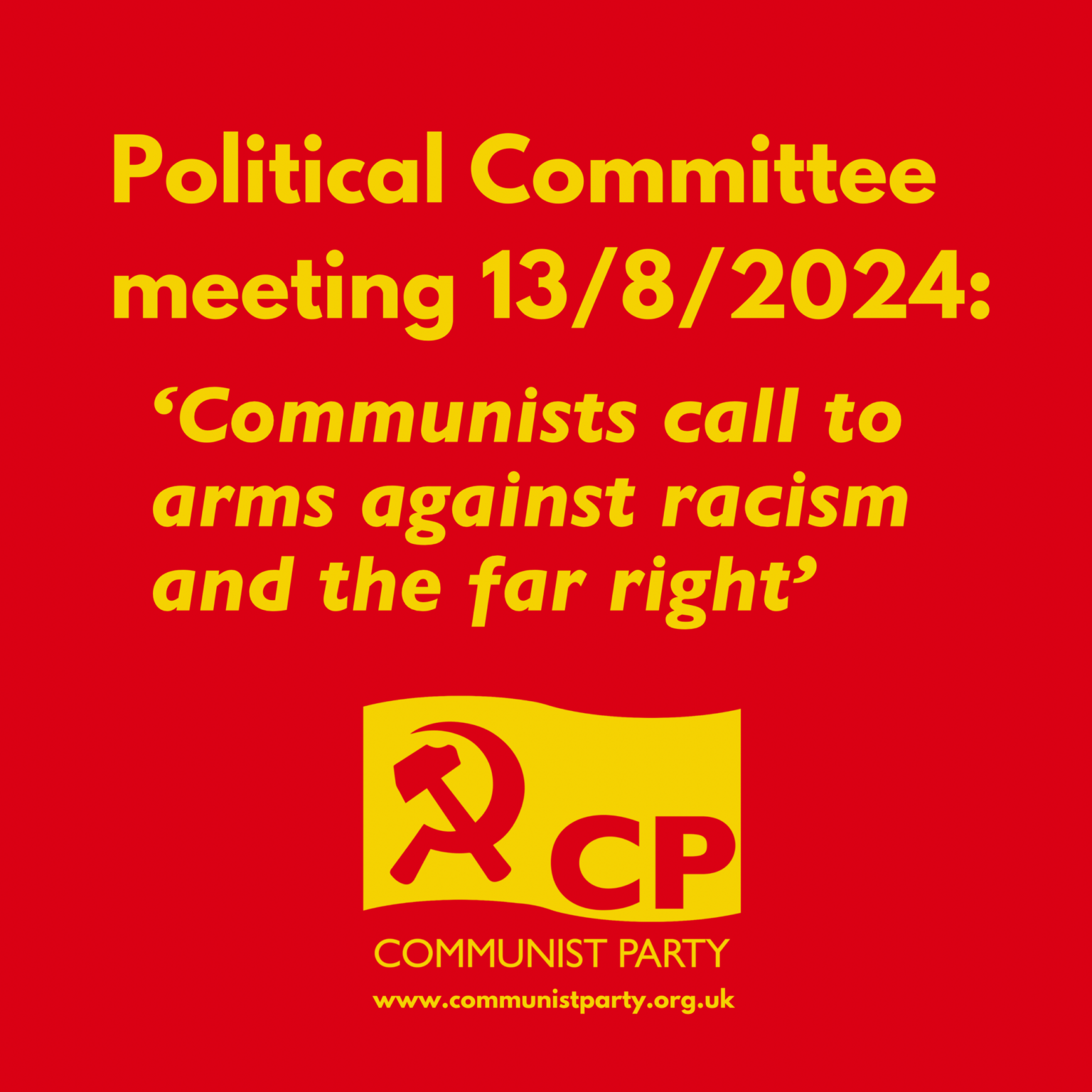 CP Political Committee: Communists call to arms against racism and the ...